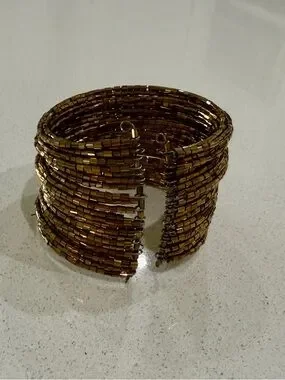 Jewelry | Multistrand Glass Bead Flex Cuff Bracelet | Poshmark